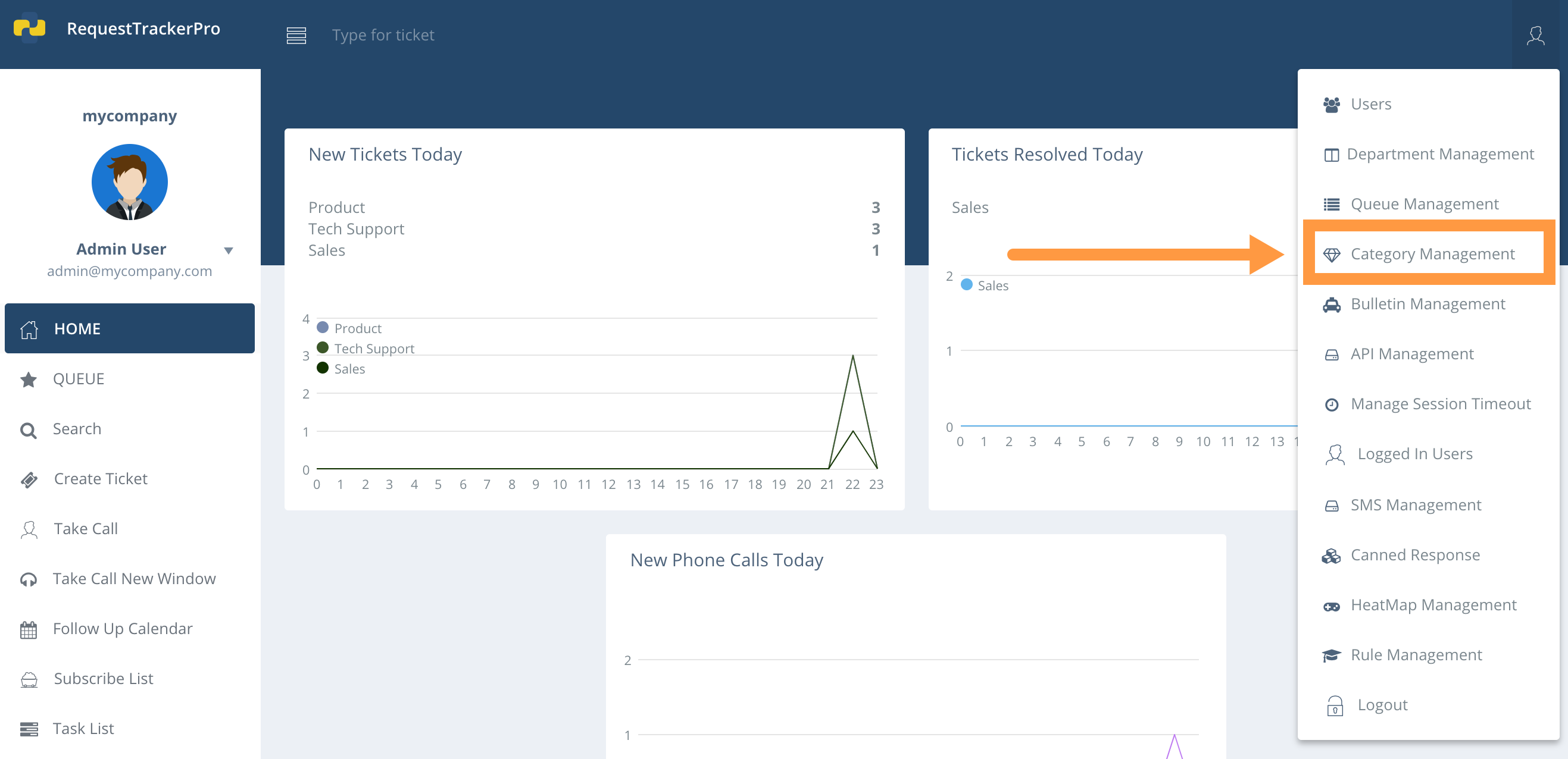 Create a New Category Request Tracker Pro