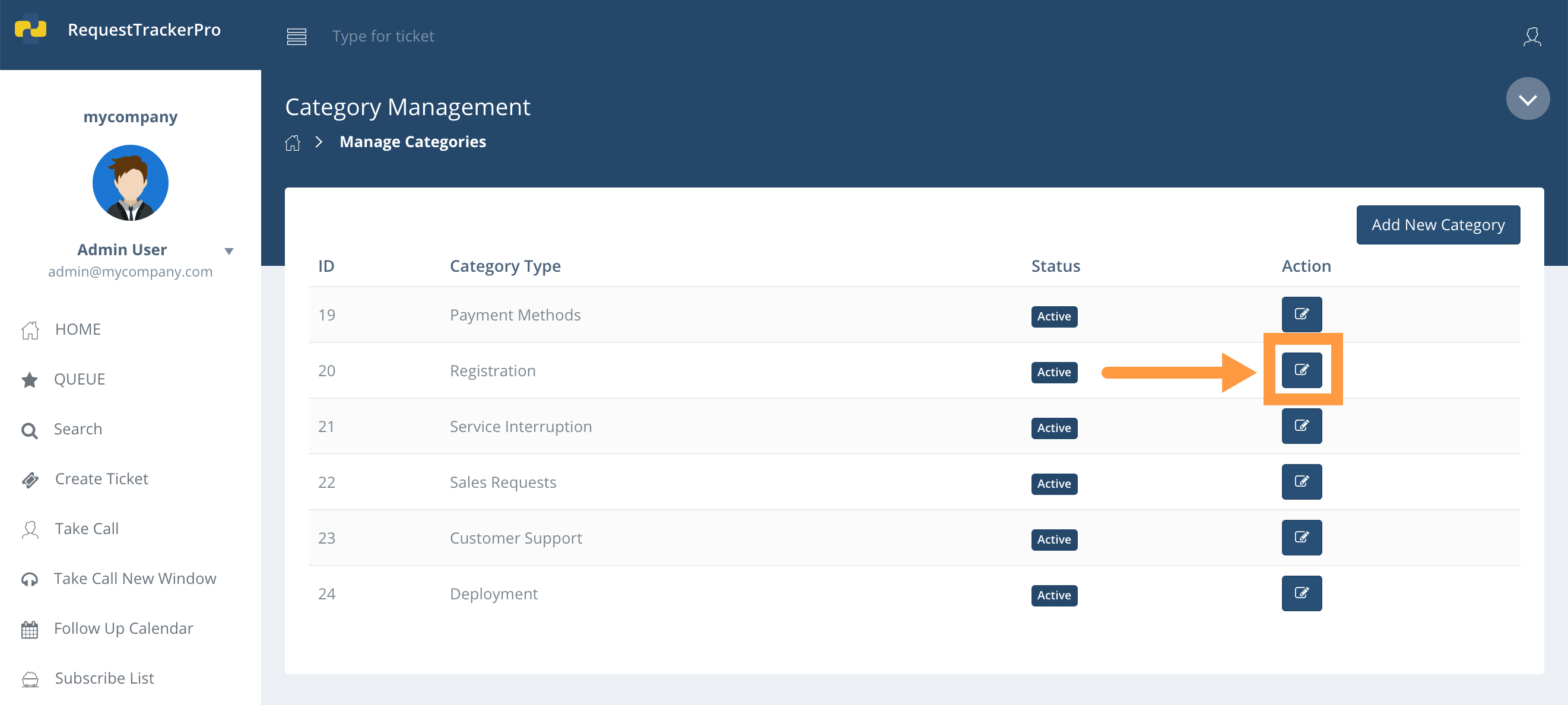 Change the Name of a Category Request Tracker Pro